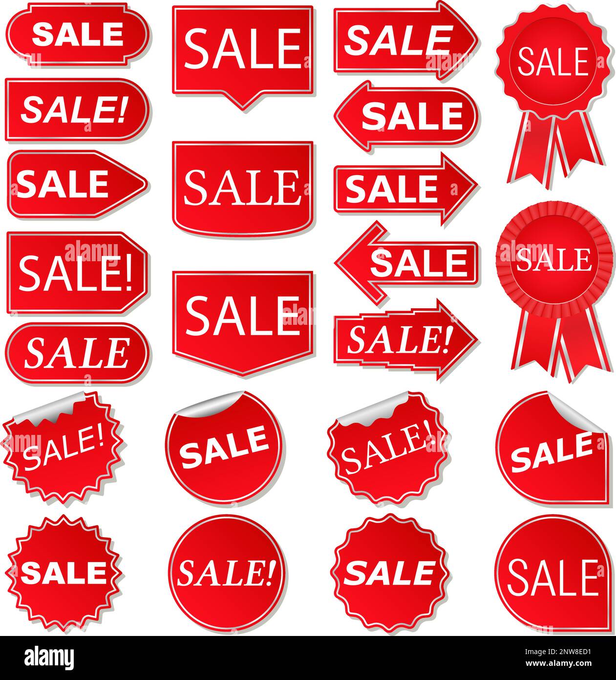 Set of red sale stickers, vector eps10 illustration Stock Vector Image ...