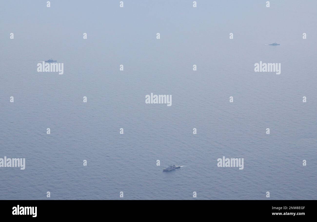 A photo shows the location of the crash off Kochi Prefecture ...