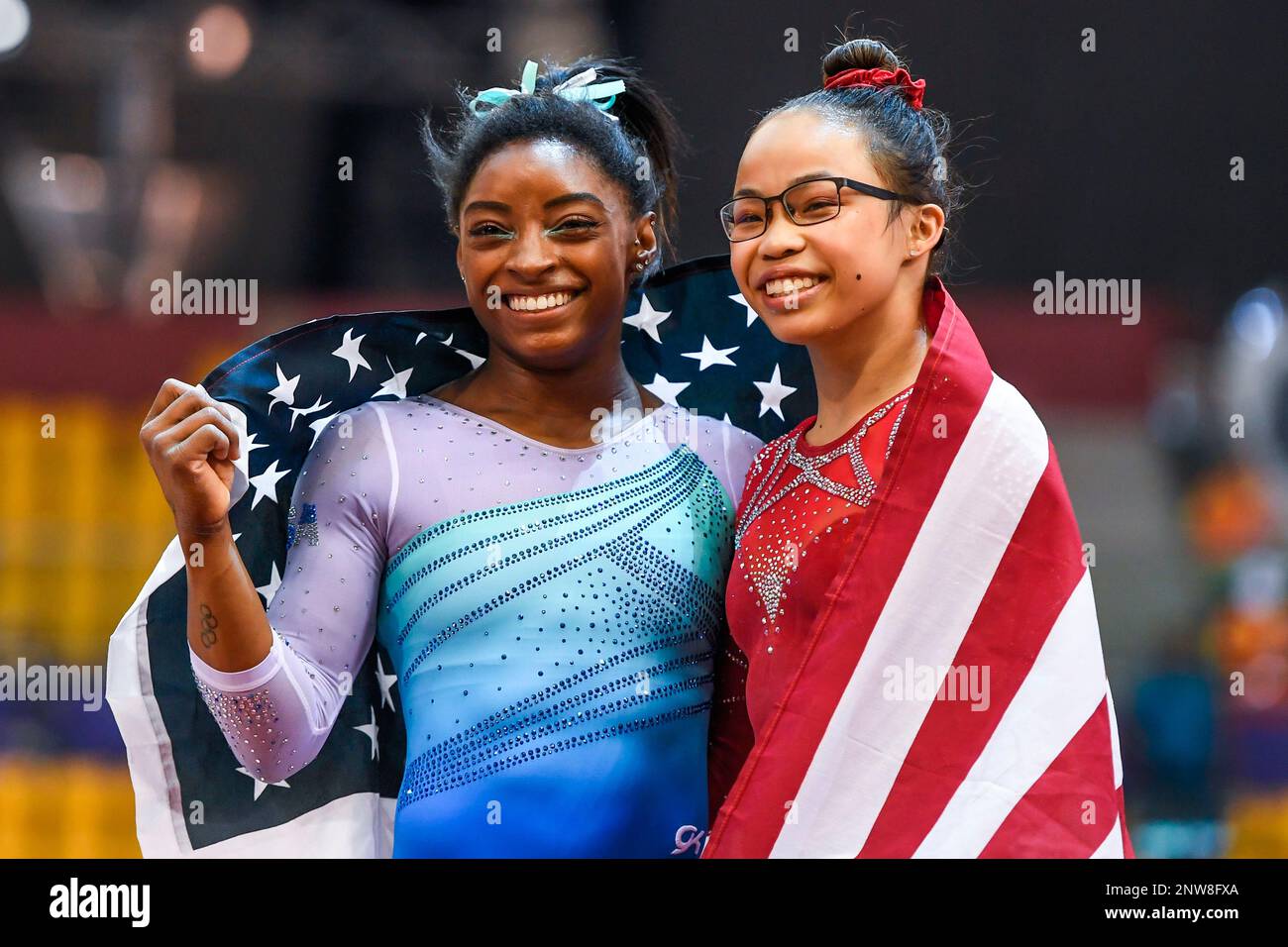 November 1, 2018 - Doha, Qatar - SIMONE BILES and MORGAN HURD pose for ...
