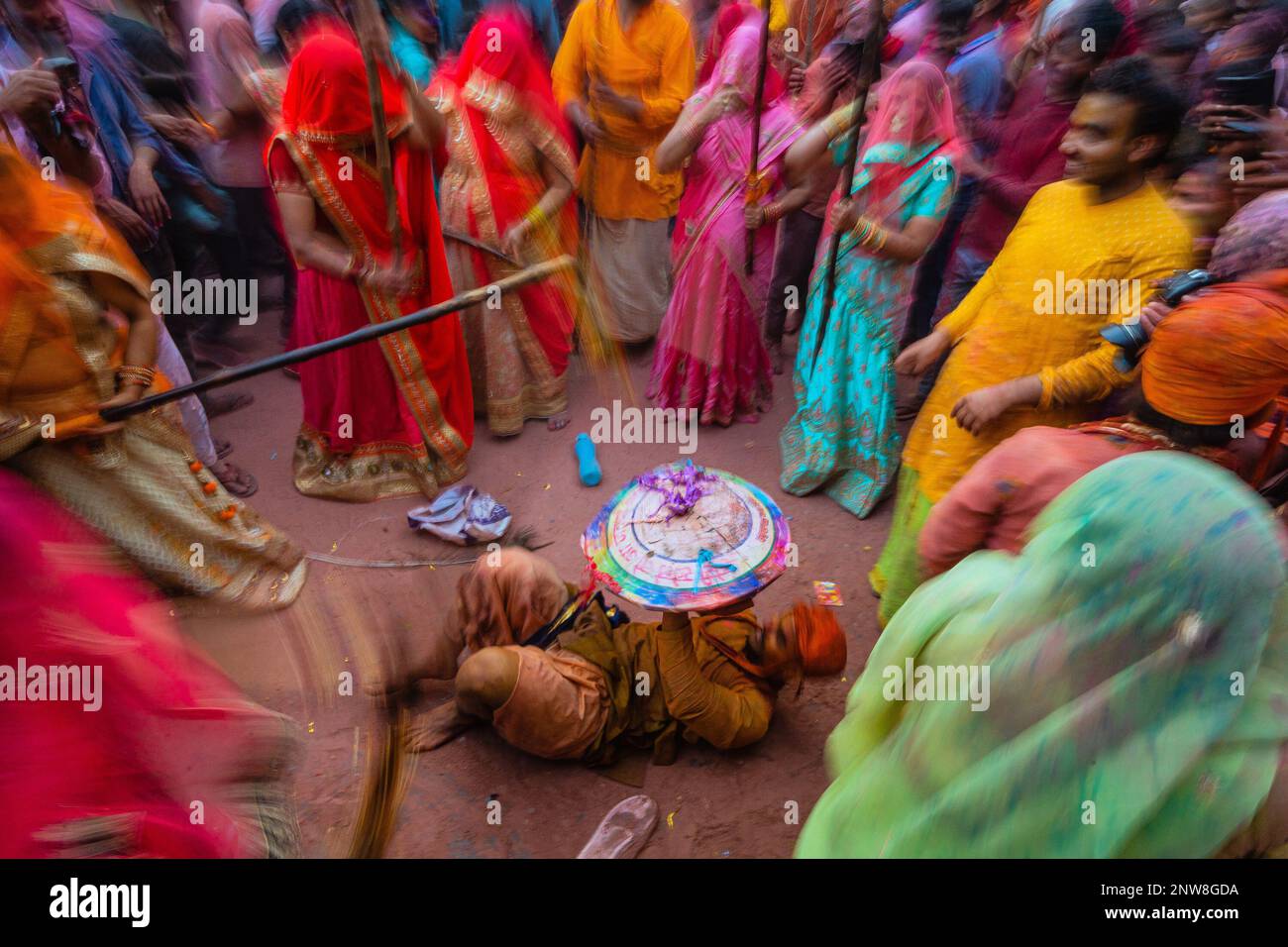 Barsana, Uttar Pradesh, India. 28th Feb, 2023. 'Lathmar Holi' is ...