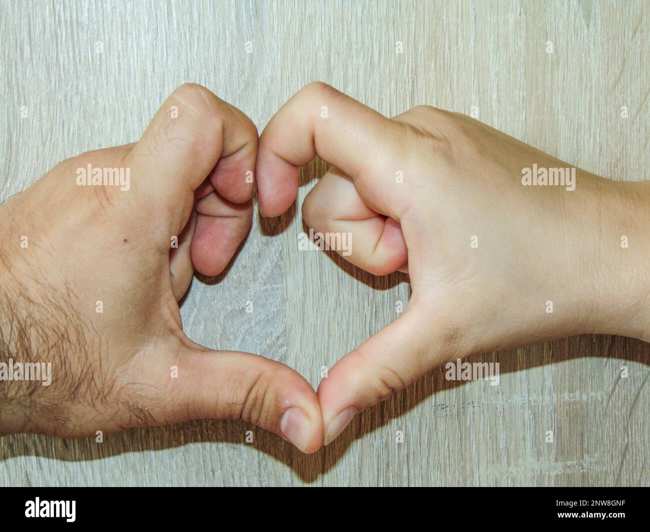 a husband and his wife form a heart from their fingers. Love concept ...