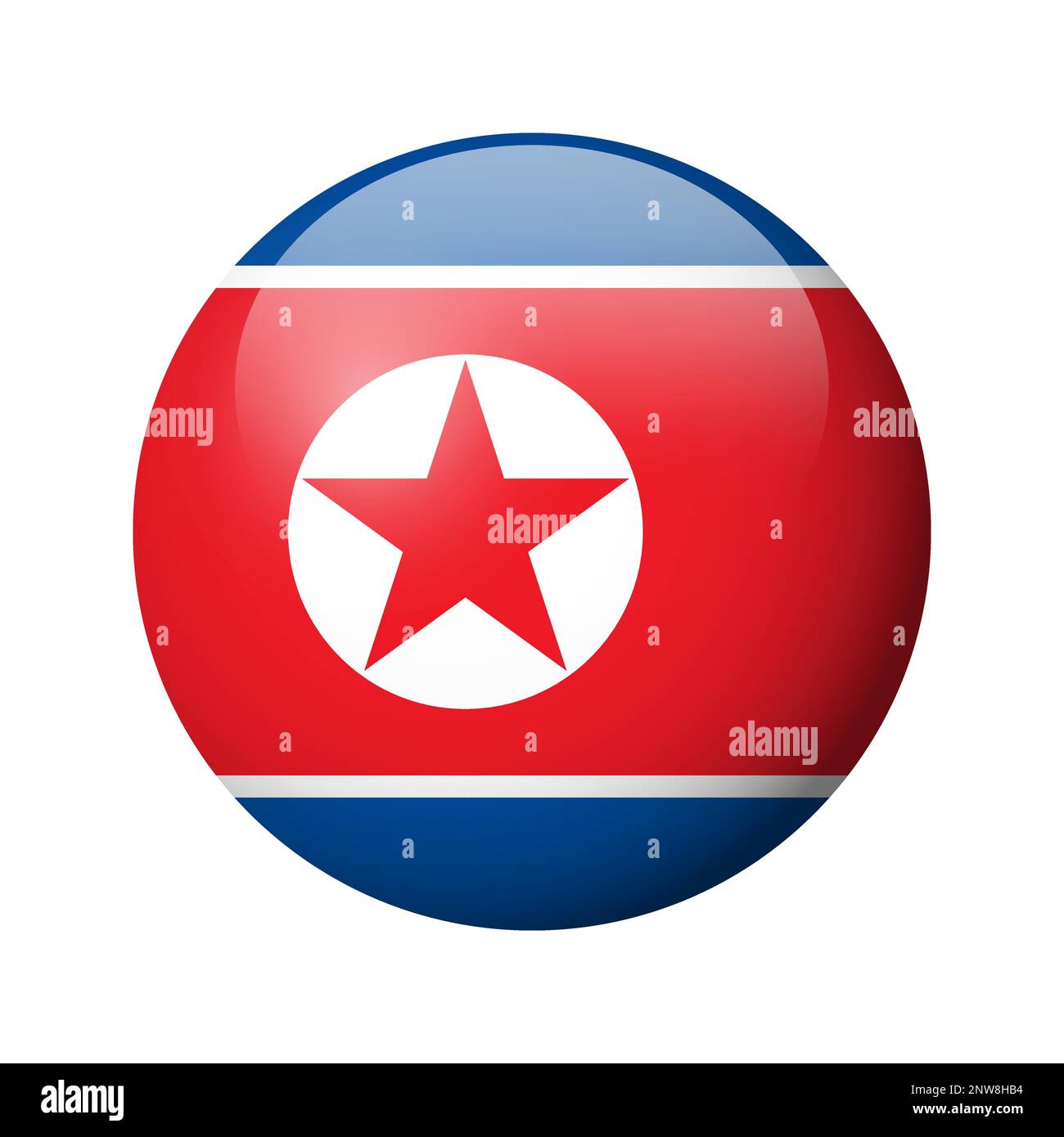 North Korea flag - glossy circle badge. Vector icon Stock Vector Image ...