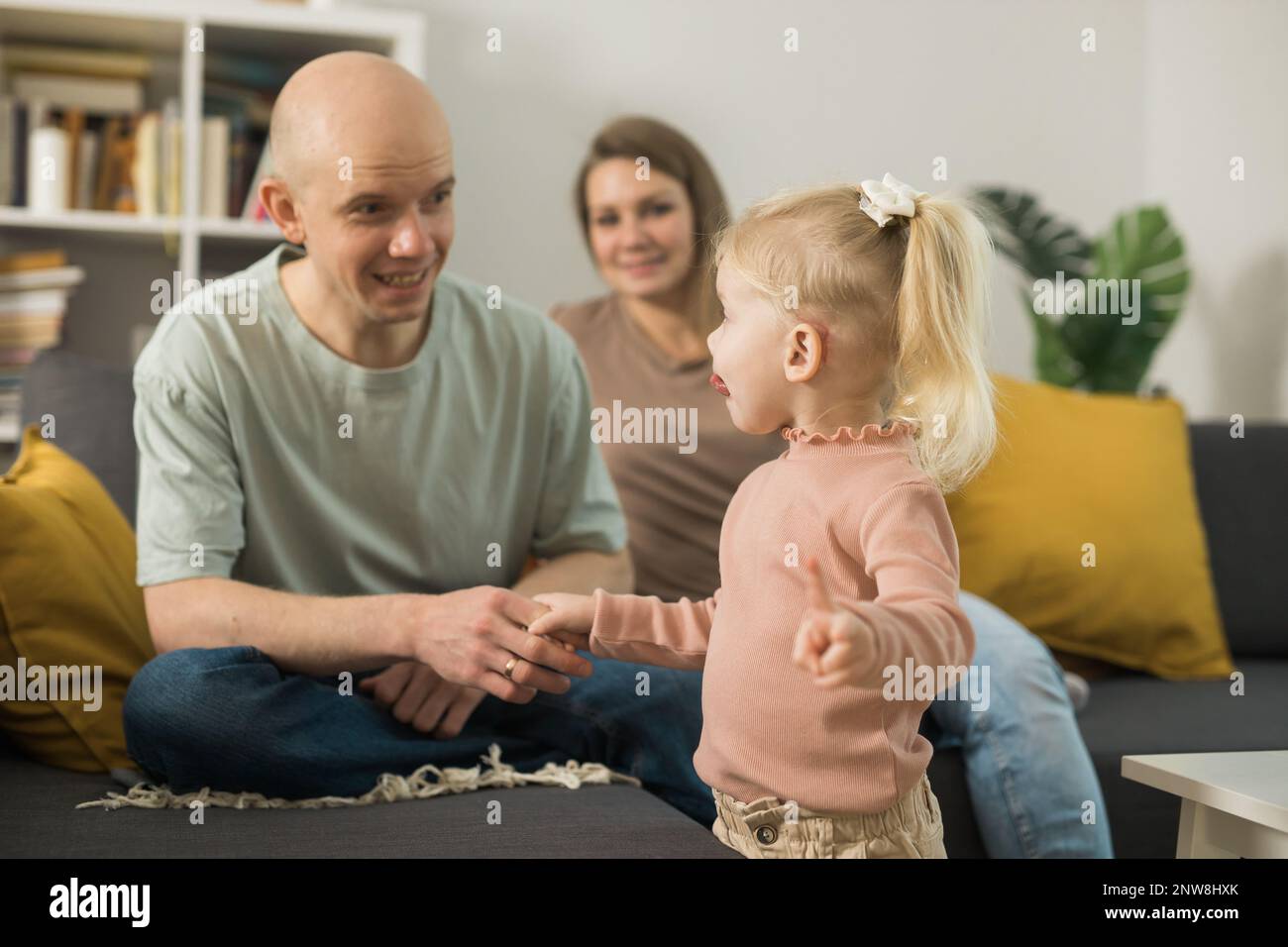 Cochlear implant system. Installation cochlear implant on child girl ...