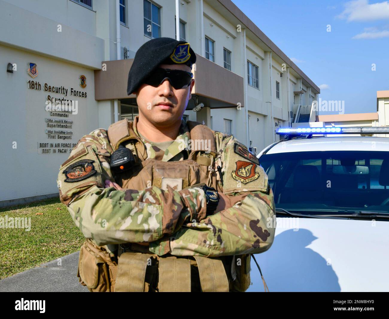 U.S. Air Force Senior Airman Bernard Gastelum, 18th Security Forces ...