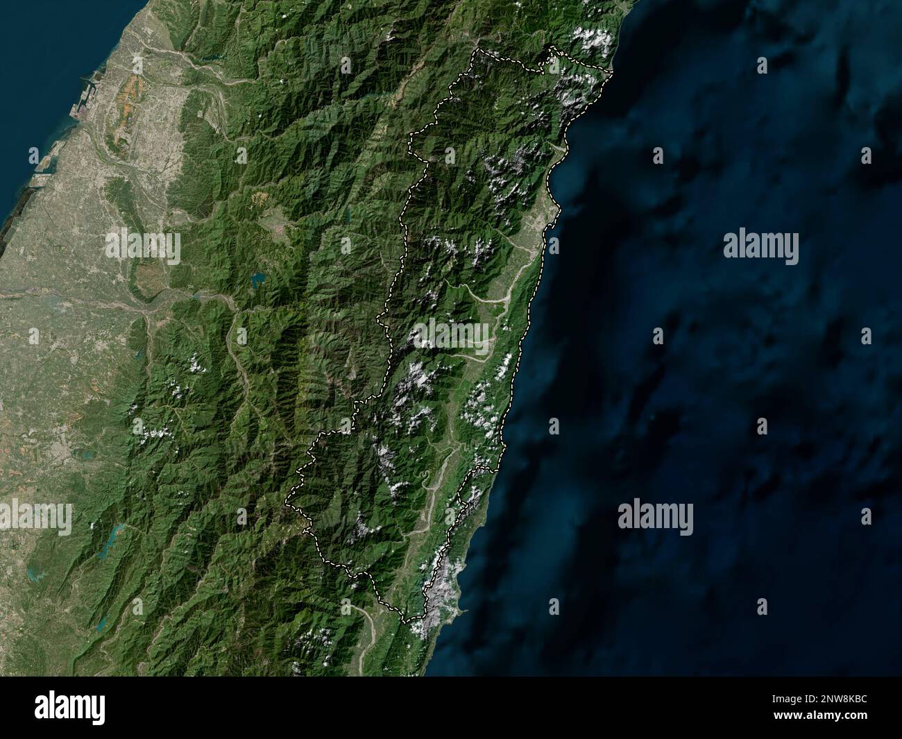 Hualien, county of Taiwan. Low resolution satellite map Stock Photo - Alamy