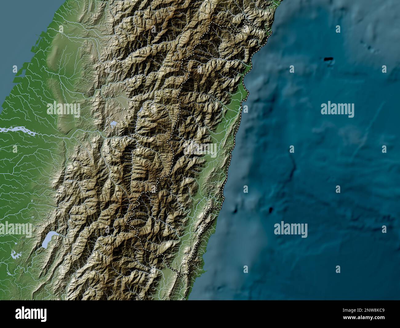 Hualien, county of Taiwan. Elevation map colored in wiki style with ...