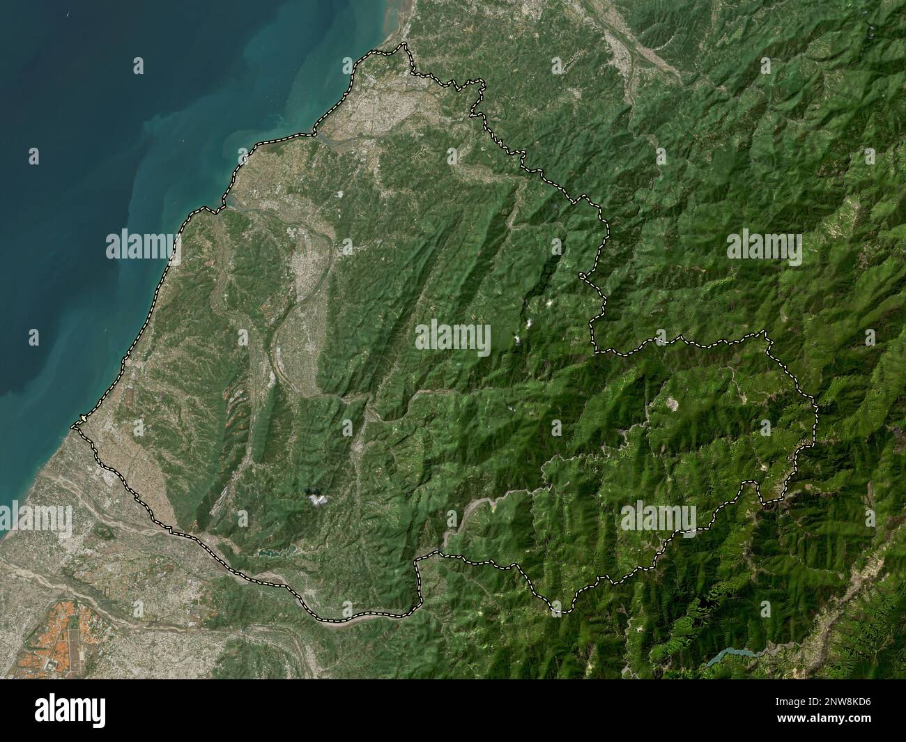 Miaoli, county of Taiwan. Low resolution satellite map Stock Photo - Alamy
