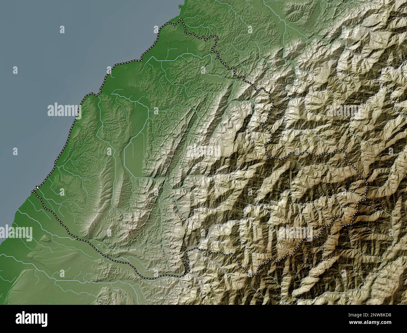 Miaoli, county of Taiwan. Elevation map colored in wiki style with ...