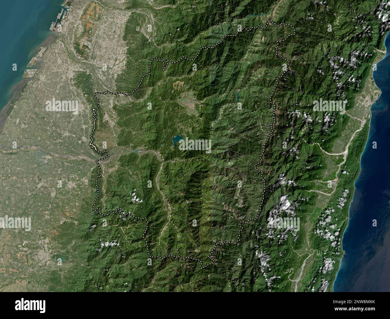 Nantou, county of Taiwan. Low resolution satellite map Stock Photo - Alamy