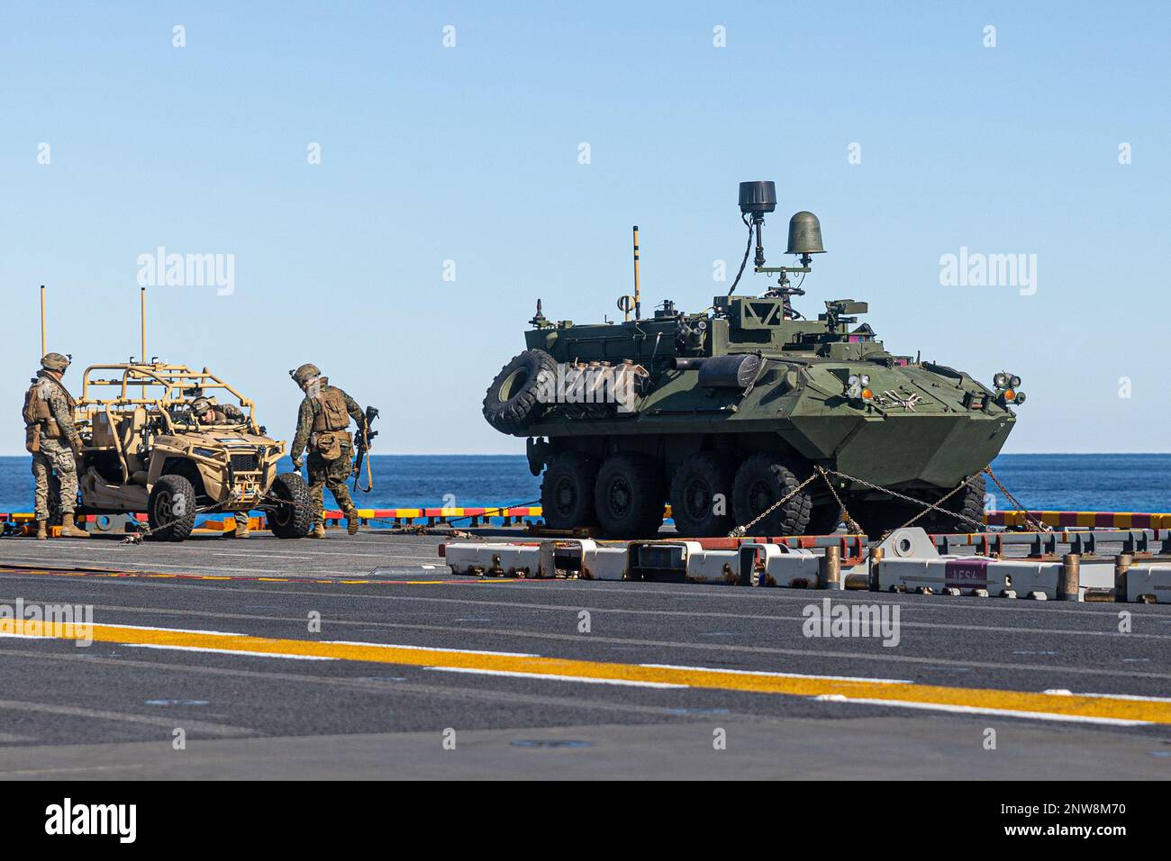U.S. Marines with the 26th Marine Expeditionary Unit track a simulated ...