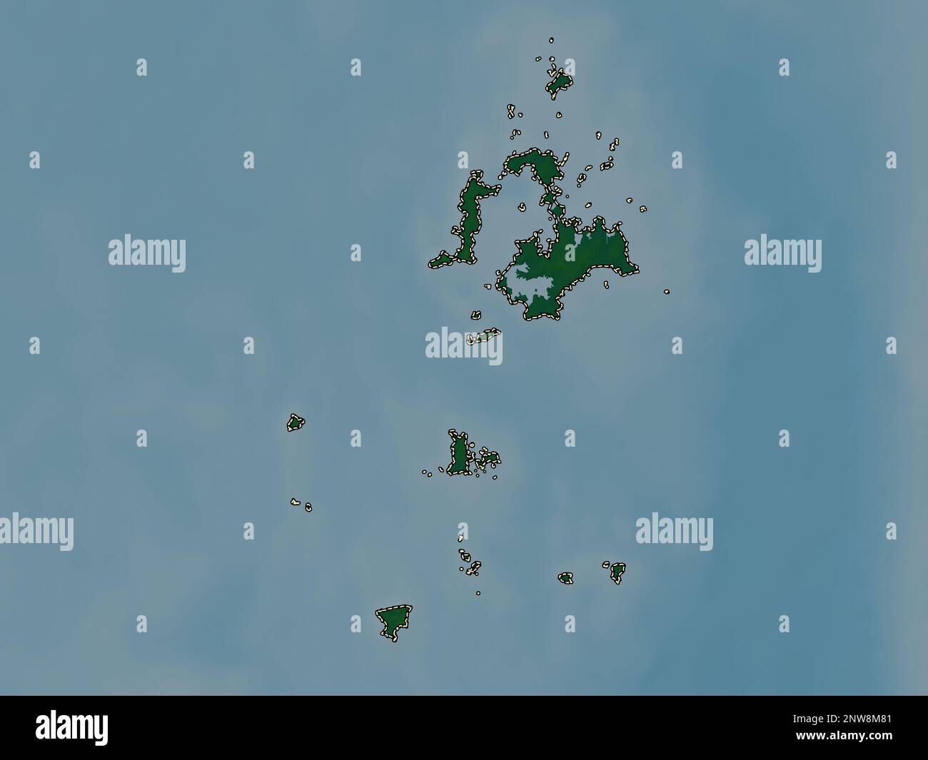 Penghu, county of Taiwan. Colored elevation map with lakes and rivers ...