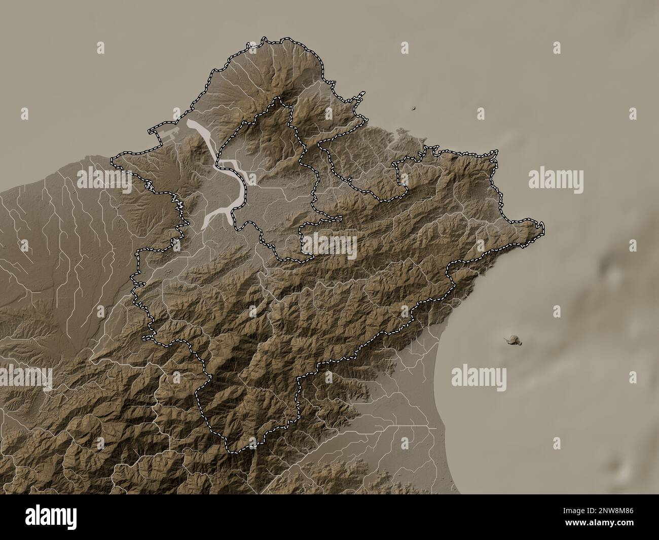 New Taipei City, special municipality of Taiwan. Elevation map colored ...