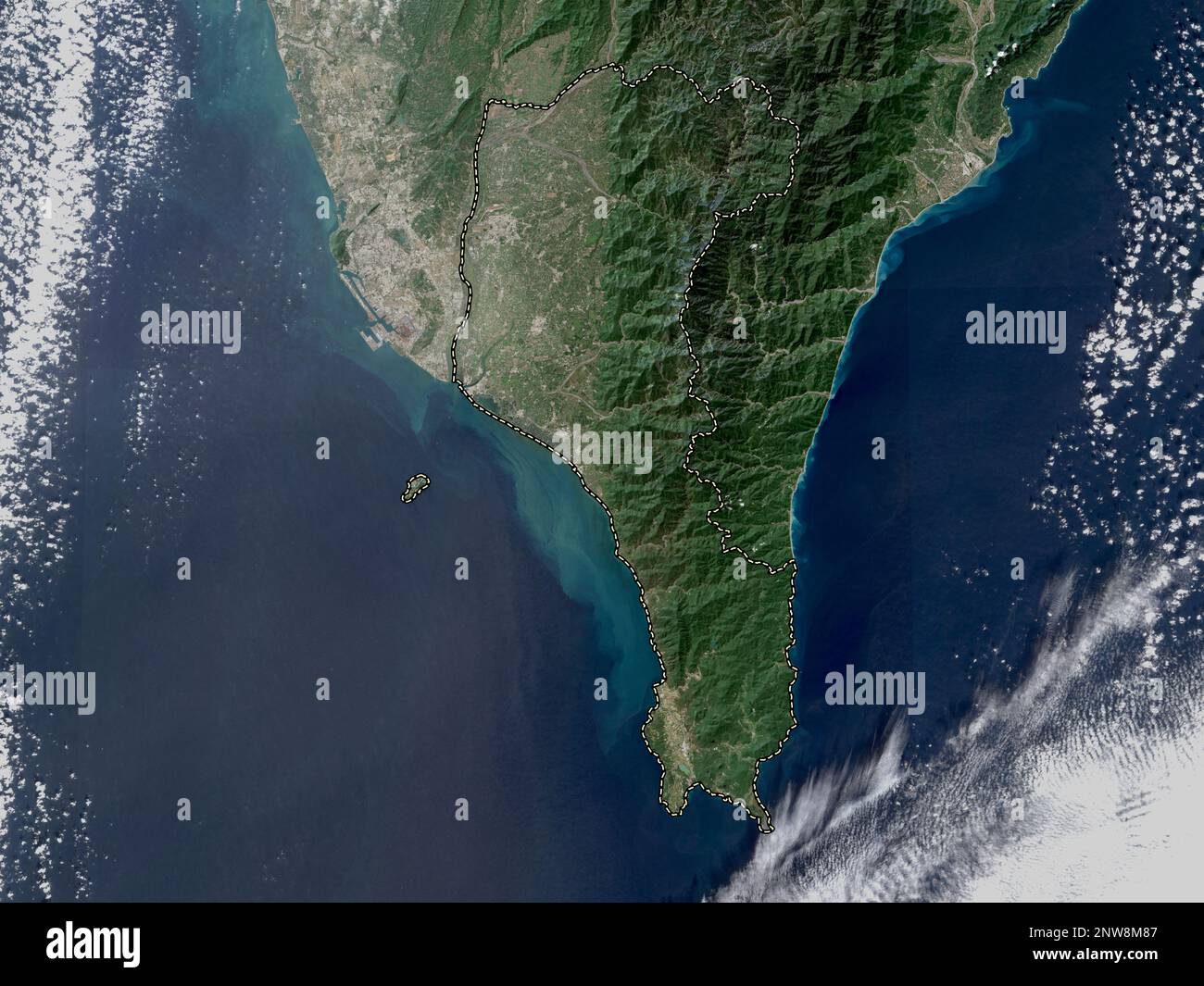 Pingtung, county of Taiwan. Low resolution satellite map Stock Photo ...