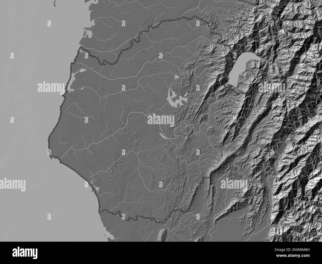 Tainan, special municipality of Taiwan. Bilevel elevation map with ...