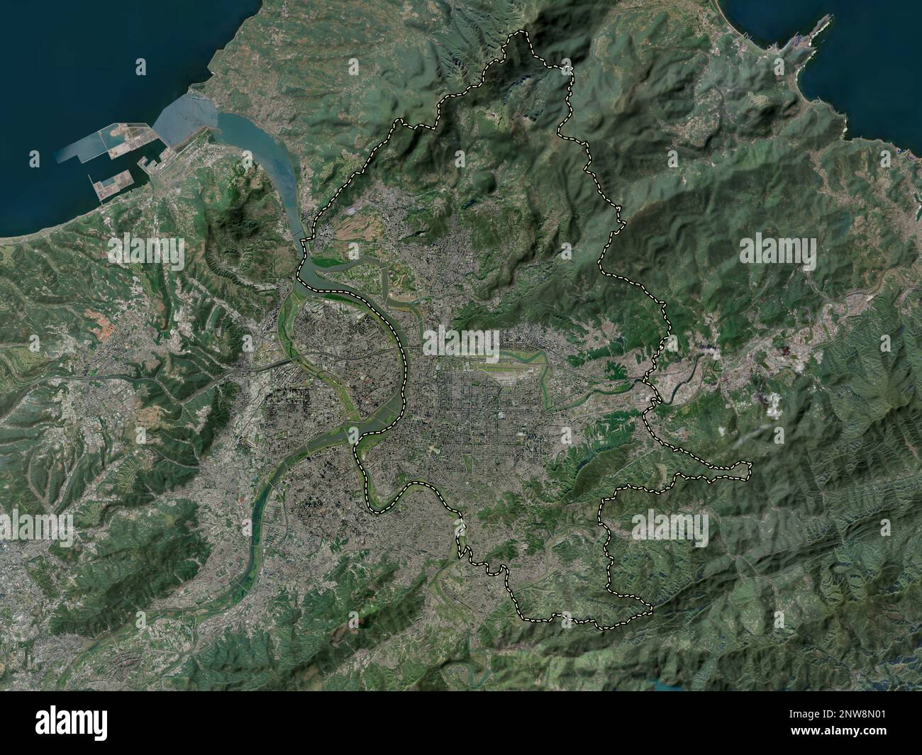 Taipei, special municipality of Taiwan. High resolution satellite map ...