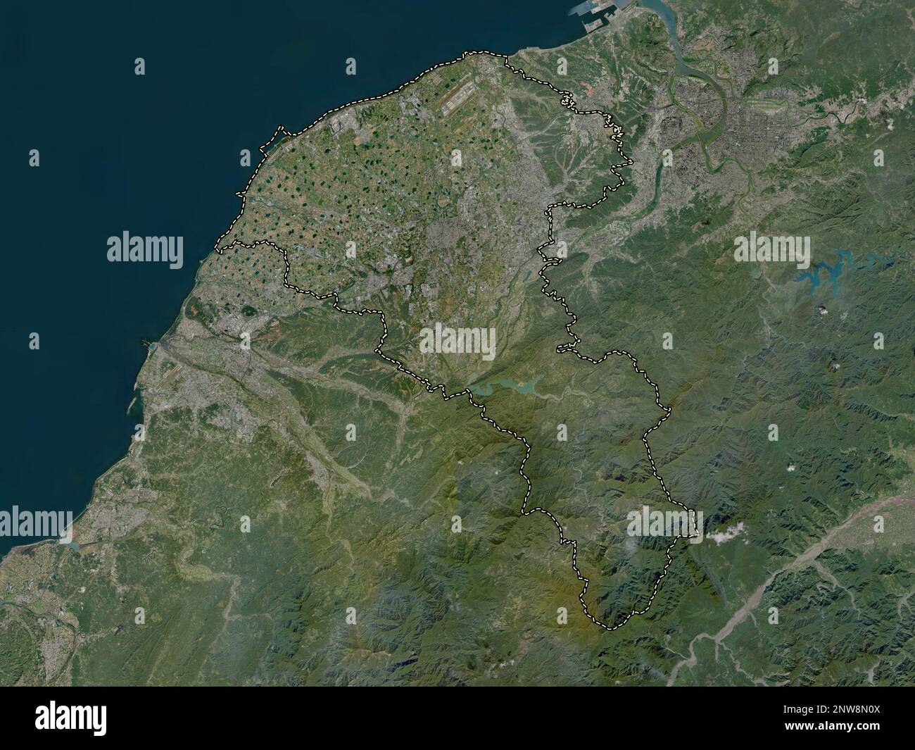 Taoyuan, special municipality of Taiwan. High resolution satellite map ...