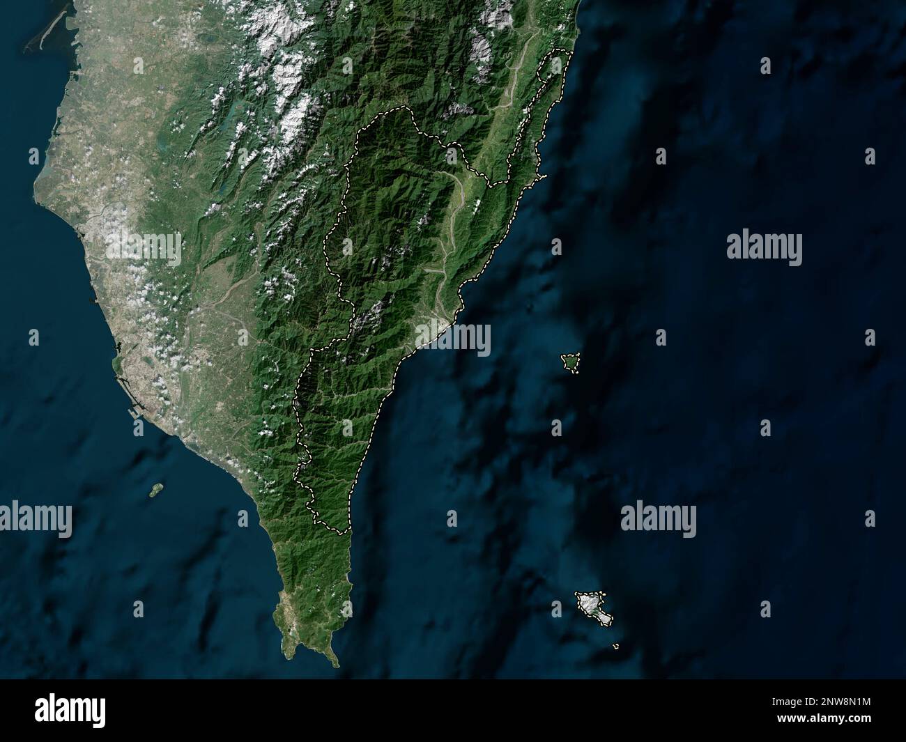 Taitung, county of Taiwan. Low resolution satellite map Stock Photo - Alamy