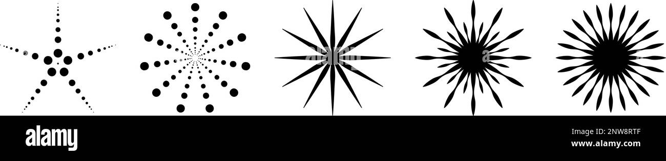 Icon set of Circle star burst ray design element. Flat vector ...