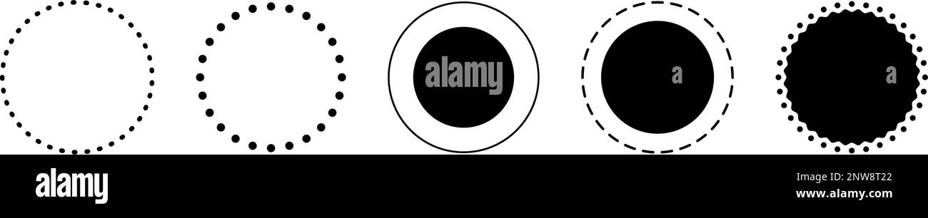 Icon set of decorative circle design element. Flat vector illustration ...