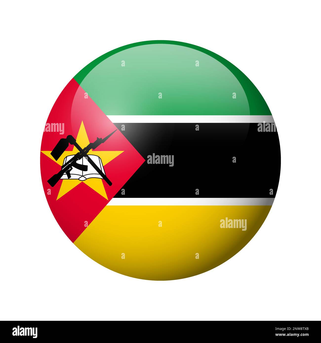 Mozambique flag - glossy circle badge. Vector icon Stock Vector Image ...