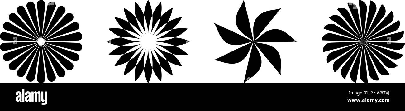 Icon set of Abstract Round Radial circle design element. Flat vector ...