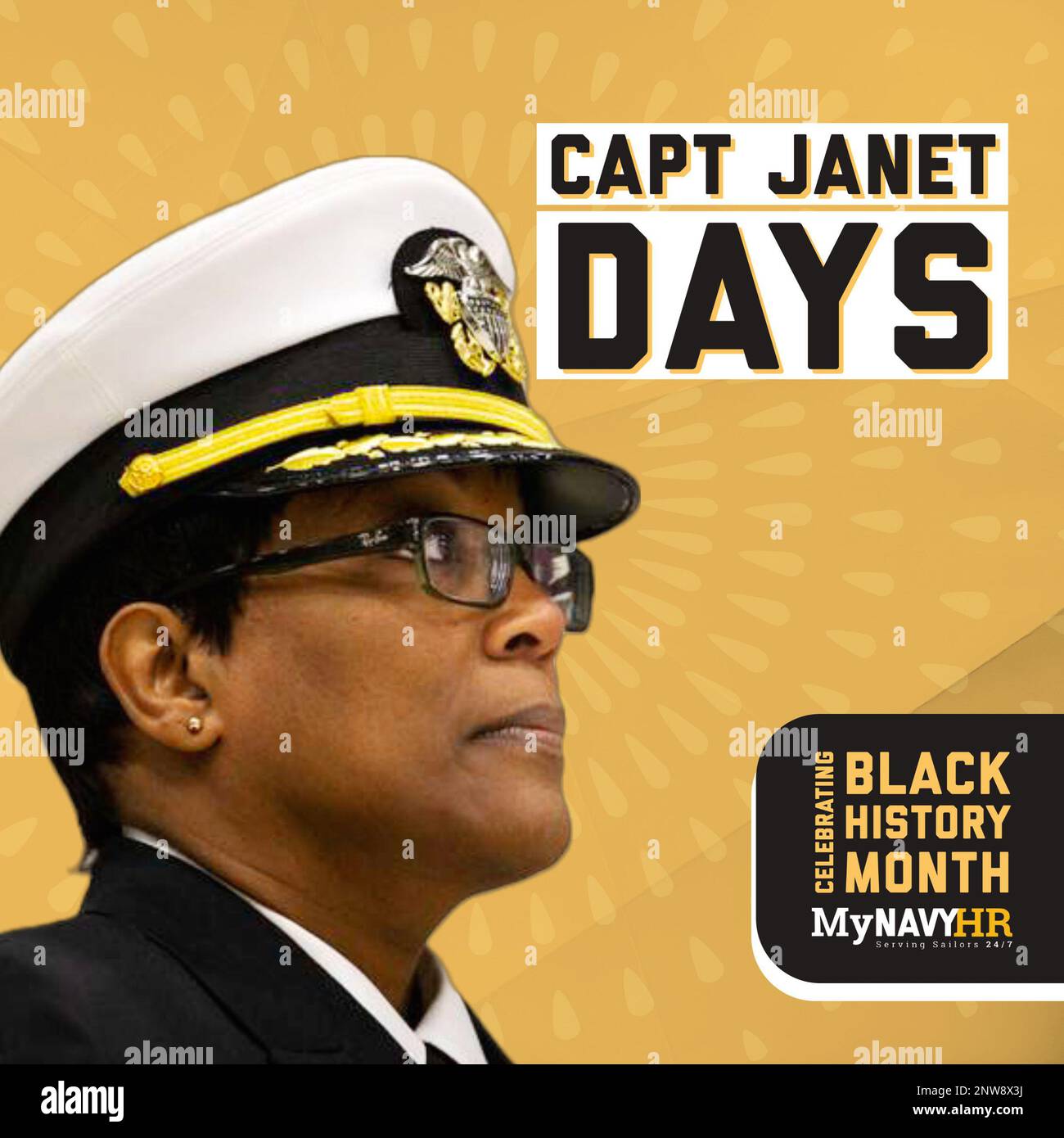 A graphic celebrating Captain Janet Days for Black History Month Stock ...
