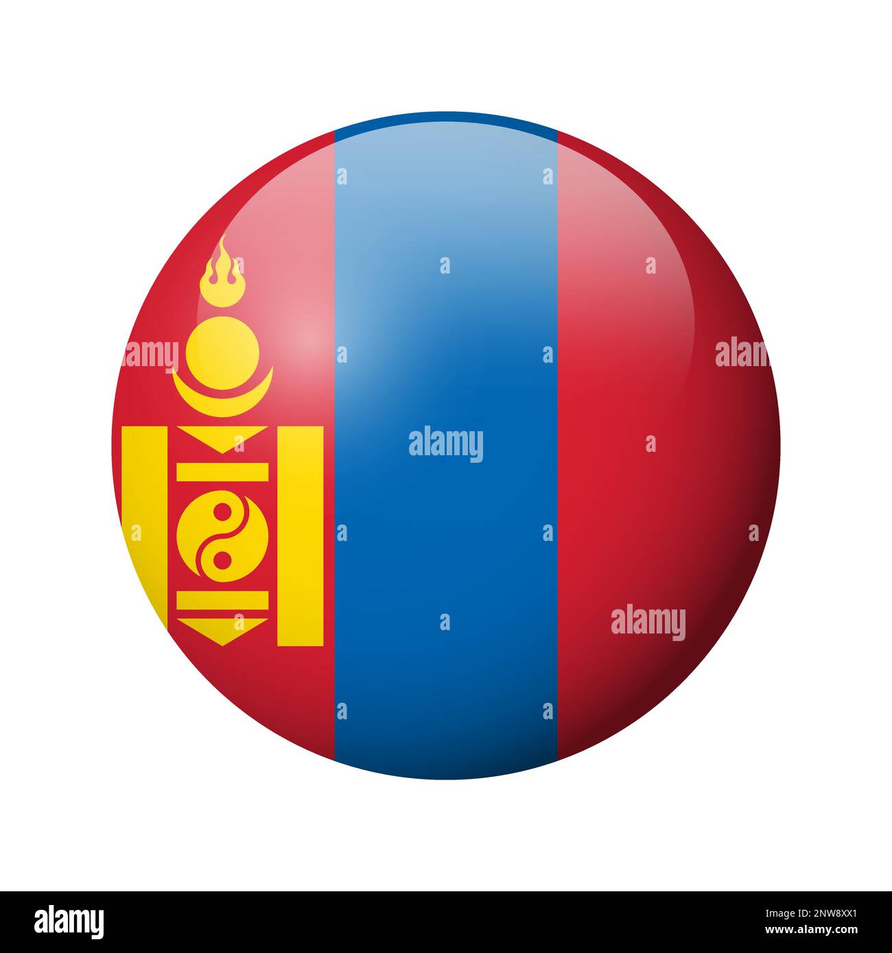 Mongolia flag - glossy circle badge. Vector icon Stock Vector Image ...