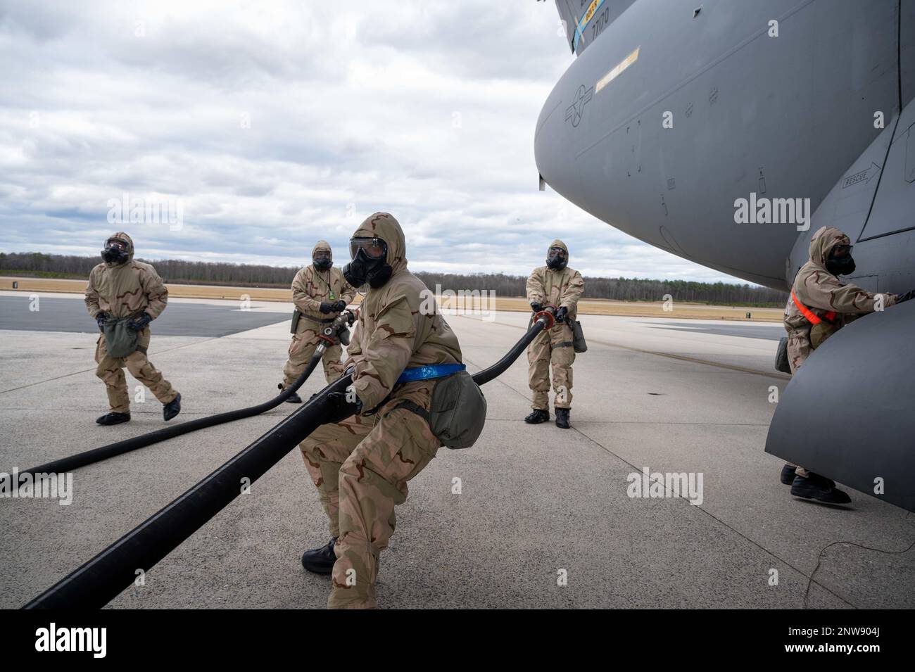 Crew chiefs from the 736th Aircraft Maintenance Squadron prepare to ...