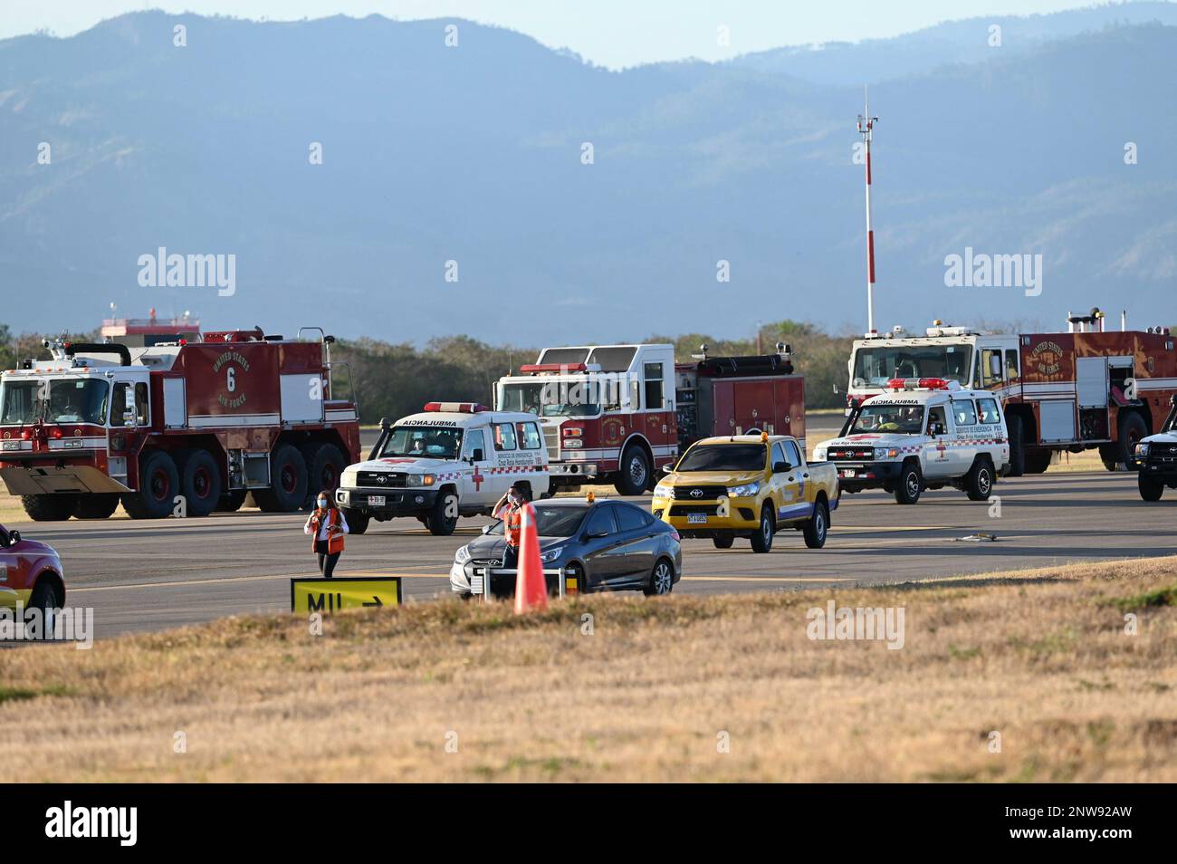 U.S. Air Force firefighters assigned to the 612th Air Base Squadron and ...