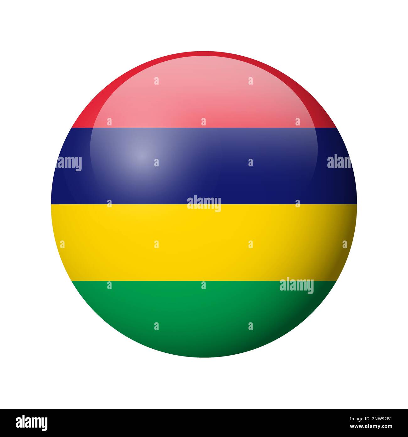Mauritius flag - glossy circle badge. Vector icon Stock Vector Image ...
