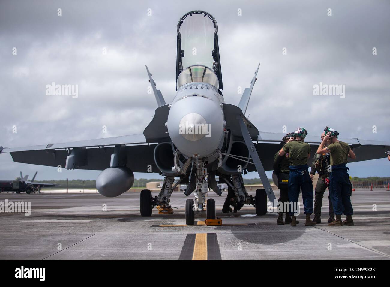 U.S. Marines with Marine Fighter Attack Squadron (VMFA) 312 greet a ...