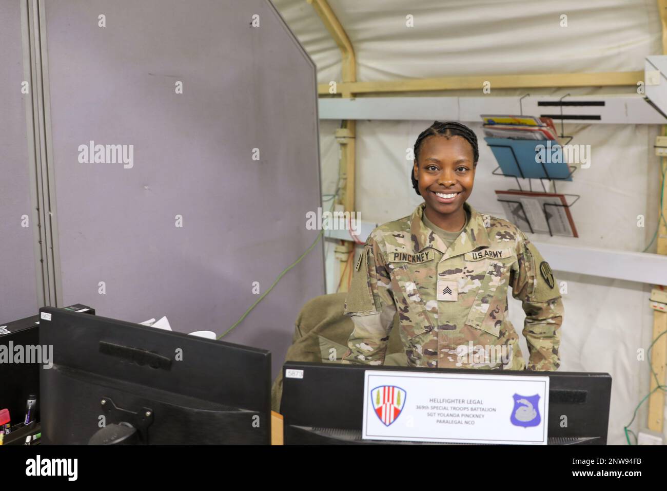 U.S. Army Sgt. Yolanda Pinckney, a paralegal sergeant with the 369th ...