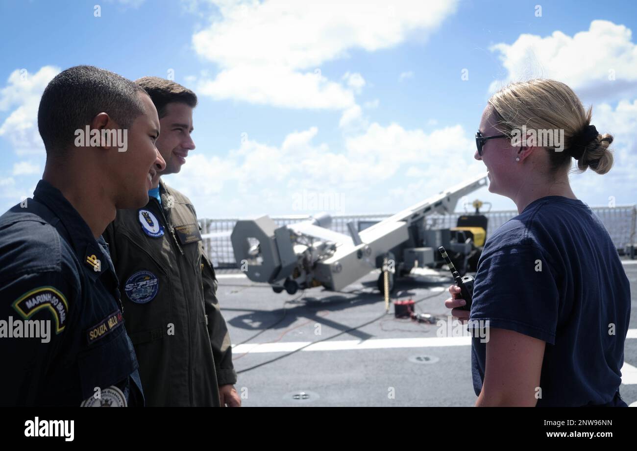 U.S. Coast Guard Lt. j.g. Mary Goins, assigned to USCGC Stone (WMSL 758 ...