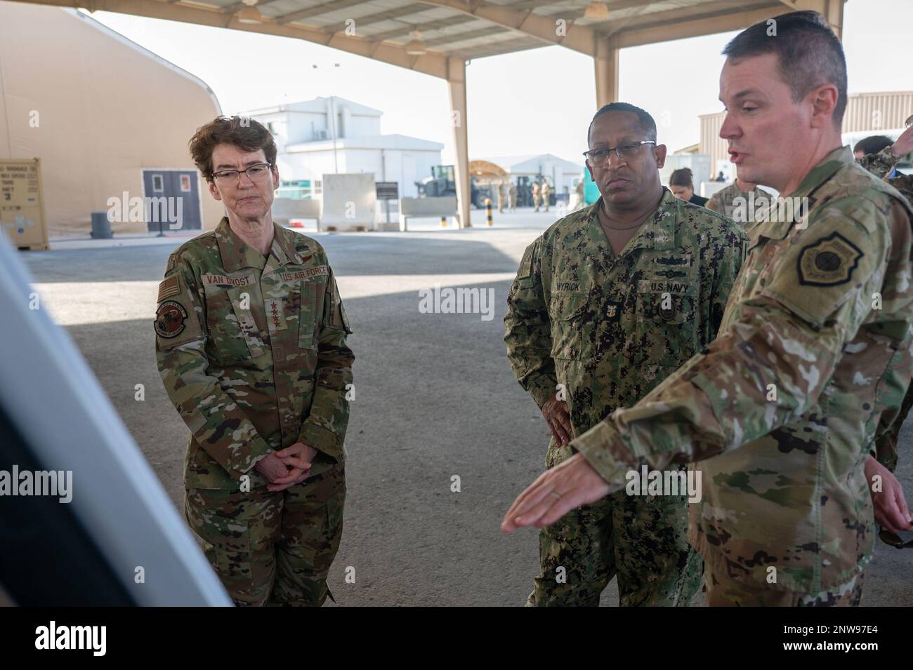 U.S. Air Force Brig. Gen. Jeffrey Nelson, right, commander of the 379th ...