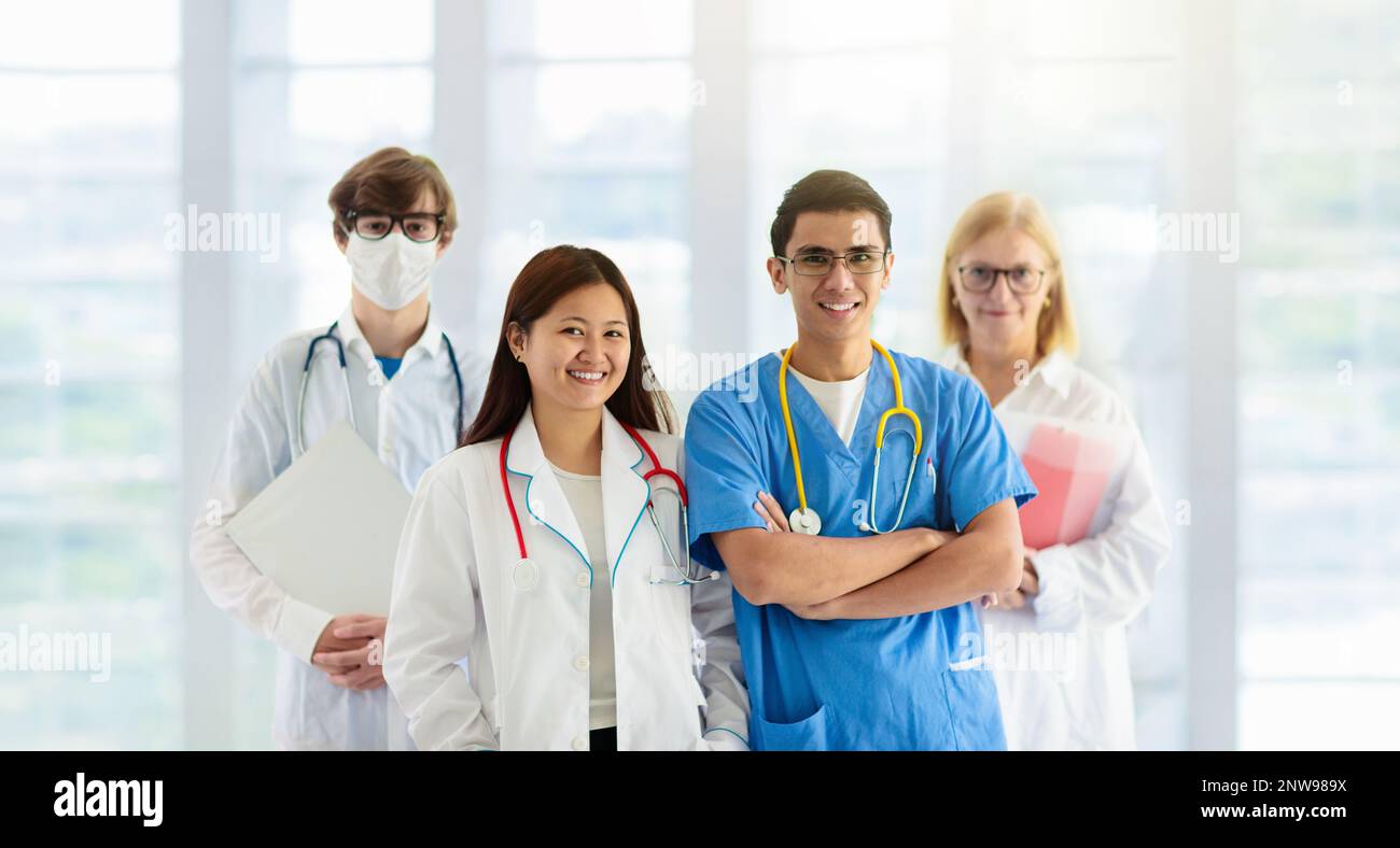 International doctor team. Hospital medical staff. Mixed race Asian and ...