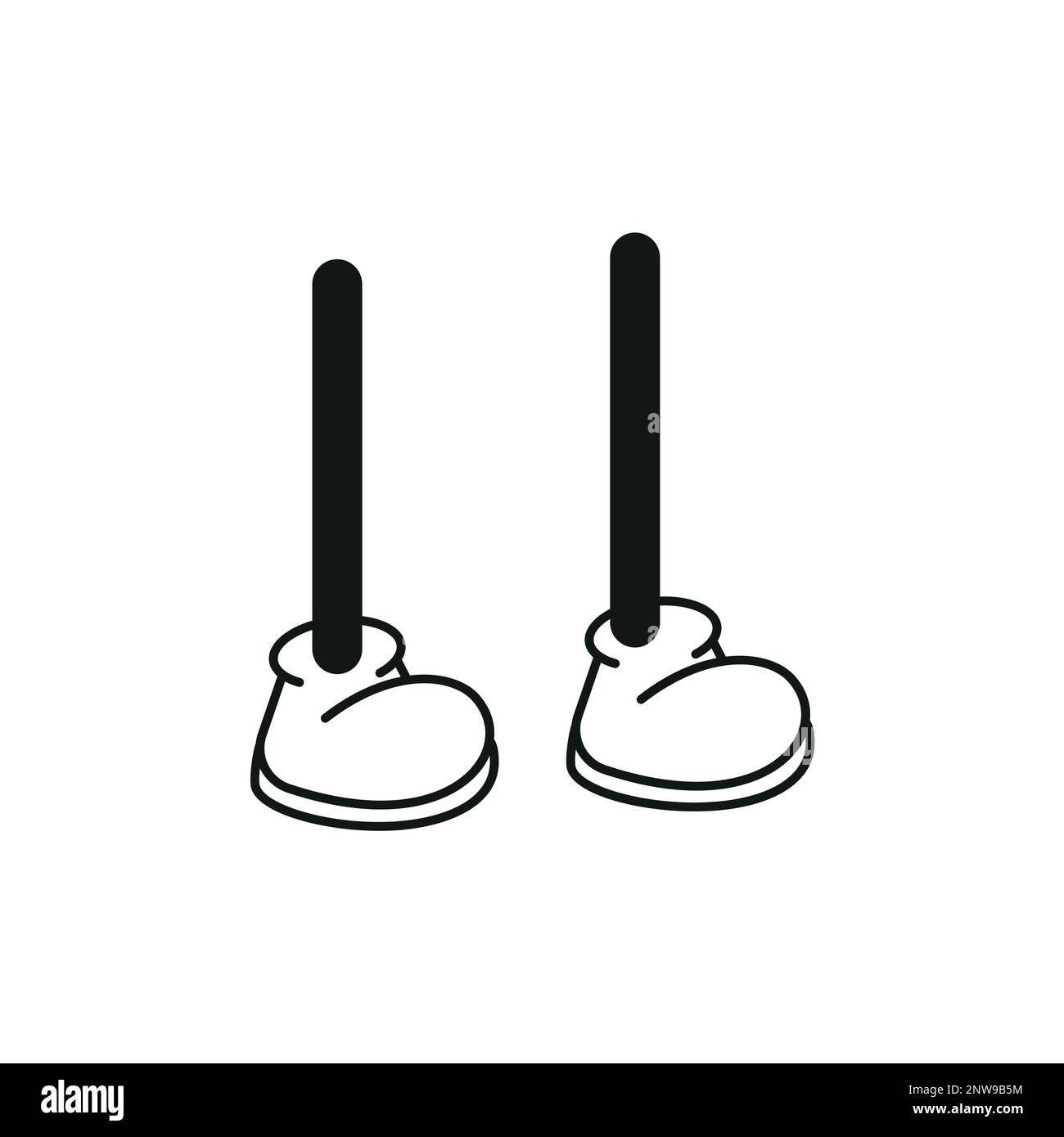 Cartoon vector walking feet in trainers or sneakers on stick legs in ...
