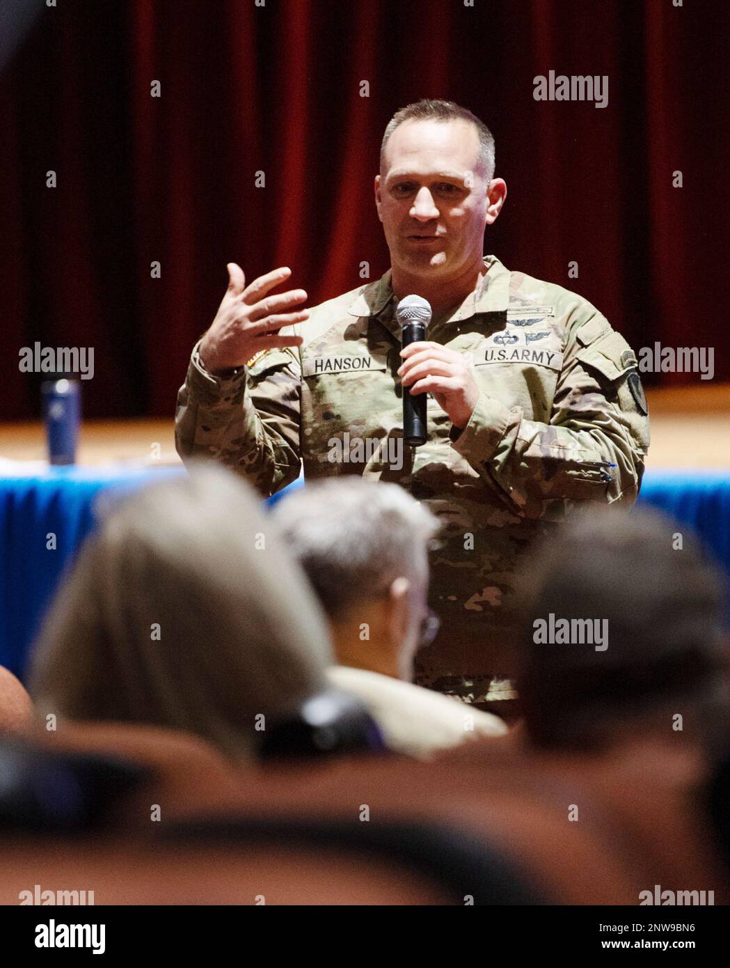 Col. Ryan Hanson, garrison commander, speaks to members of Fort Jackson ...