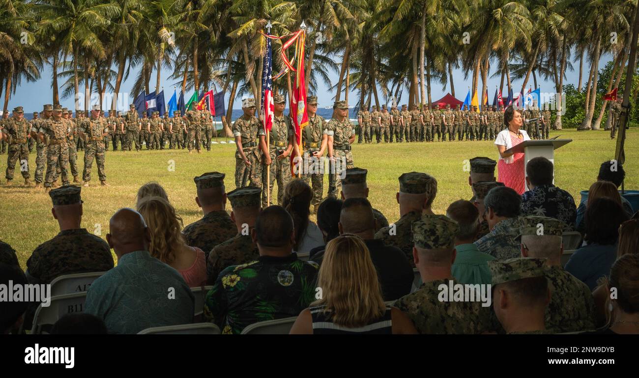 The Honorable Gov. Lou Leon Guerrero, the Guam governor, gives remarks ...