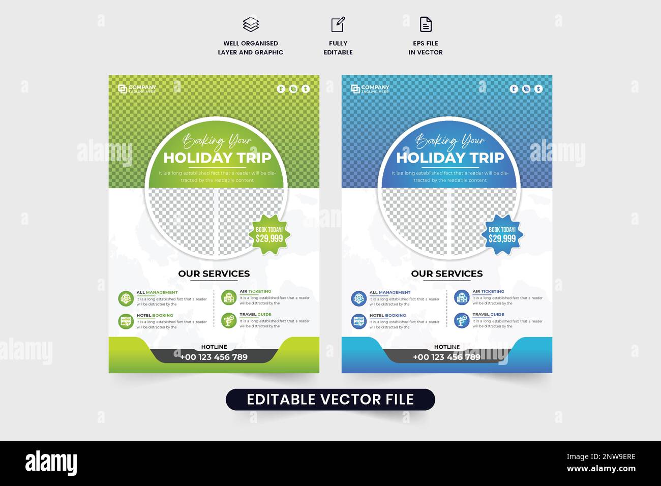 Holiday trip planner agency advertisement flyer vector with photo ...