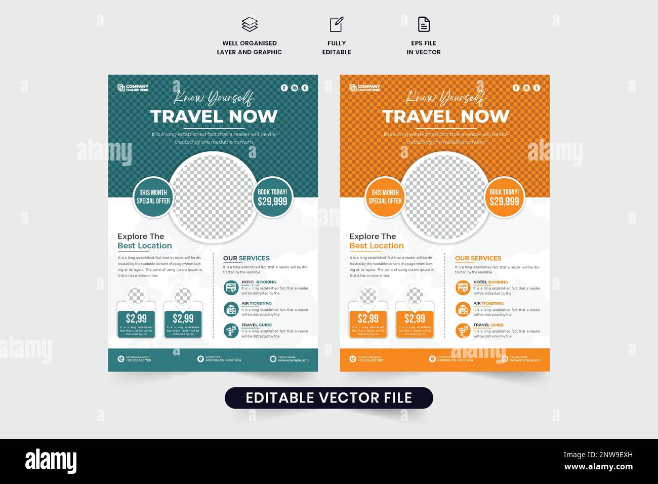 Travel agency advertisement poster and flyer vector for marketing ...