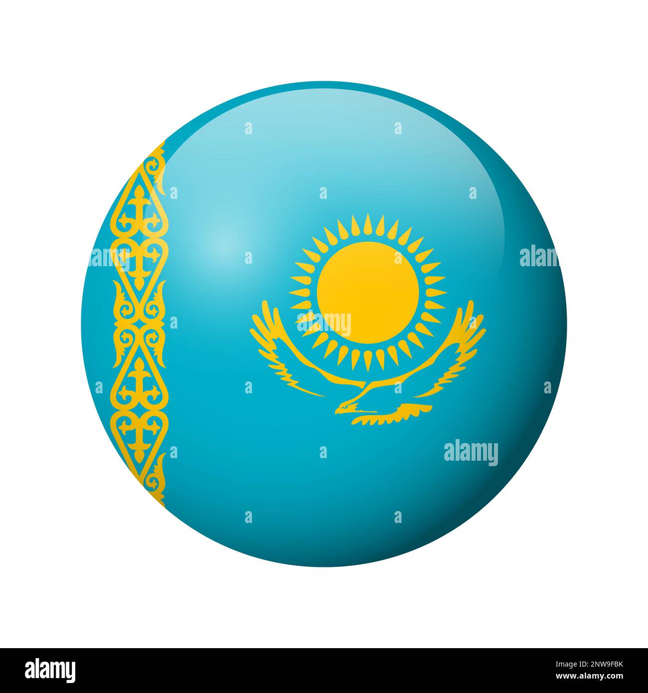 Kazakhstan flag - glossy circle badge. Vector icon Stock Vector Image ...