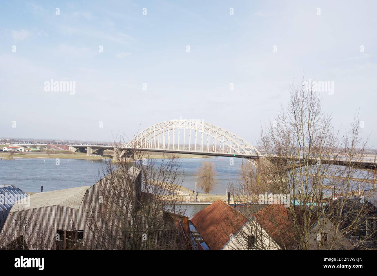 Bridge over the river Waal in Nijmegen in the Netherlands, The bridge ...