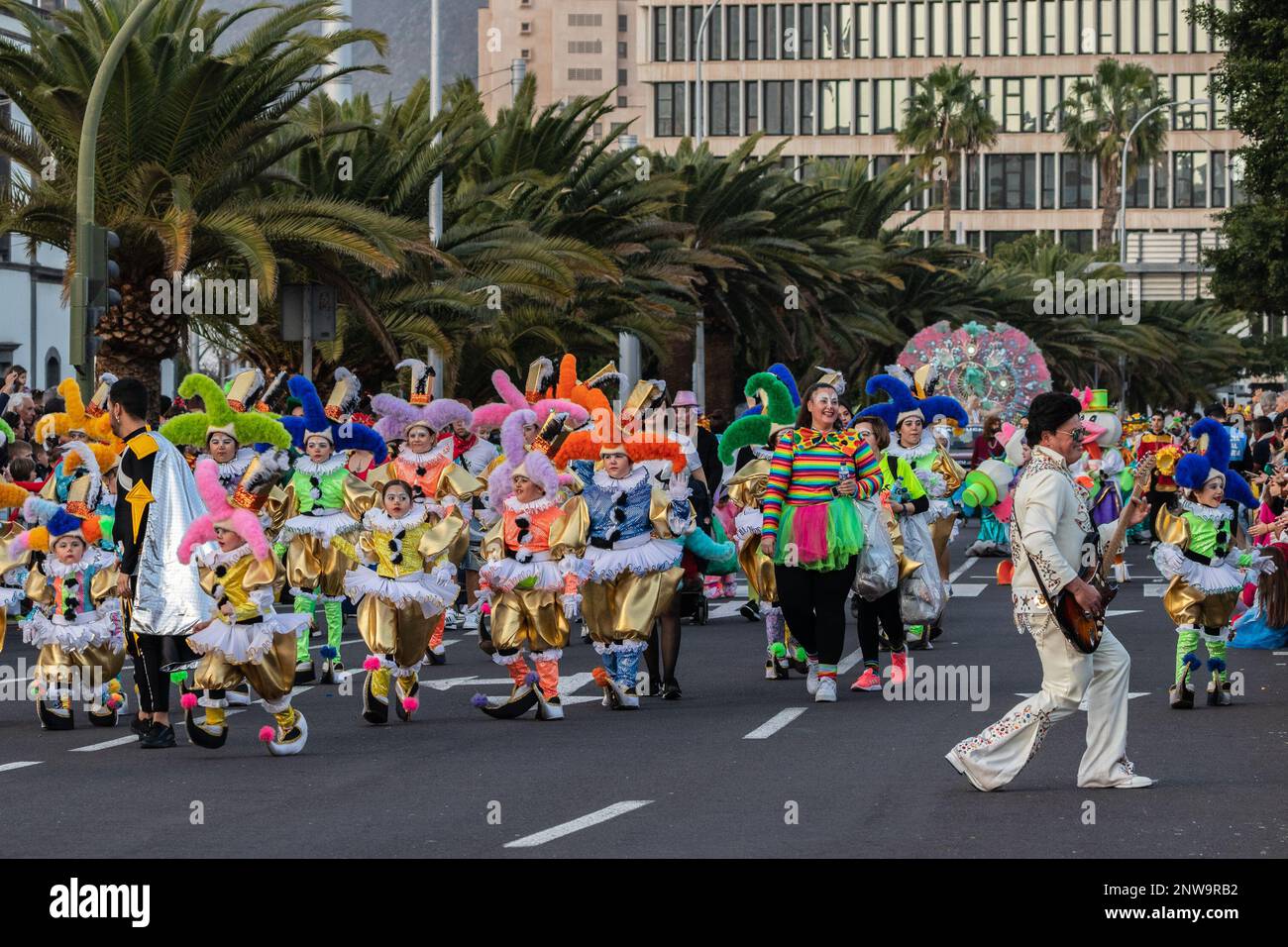SANTA CRUZ DE TENERIFE, SPAIN - FEBRUARY 21, 2023: Coso parade - along the Avenida de Anaga ...