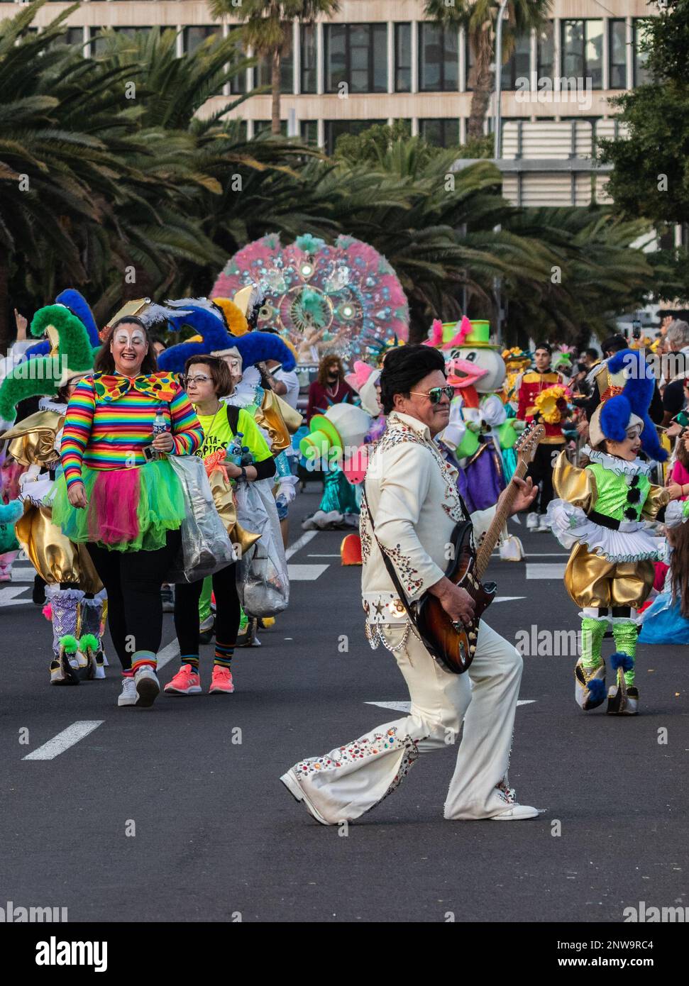 SANTA CRUZ DE TENERIFE, SPAIN - FEBRUARY 21, 2023: Coso parade - along the Avenida de Anaga ...