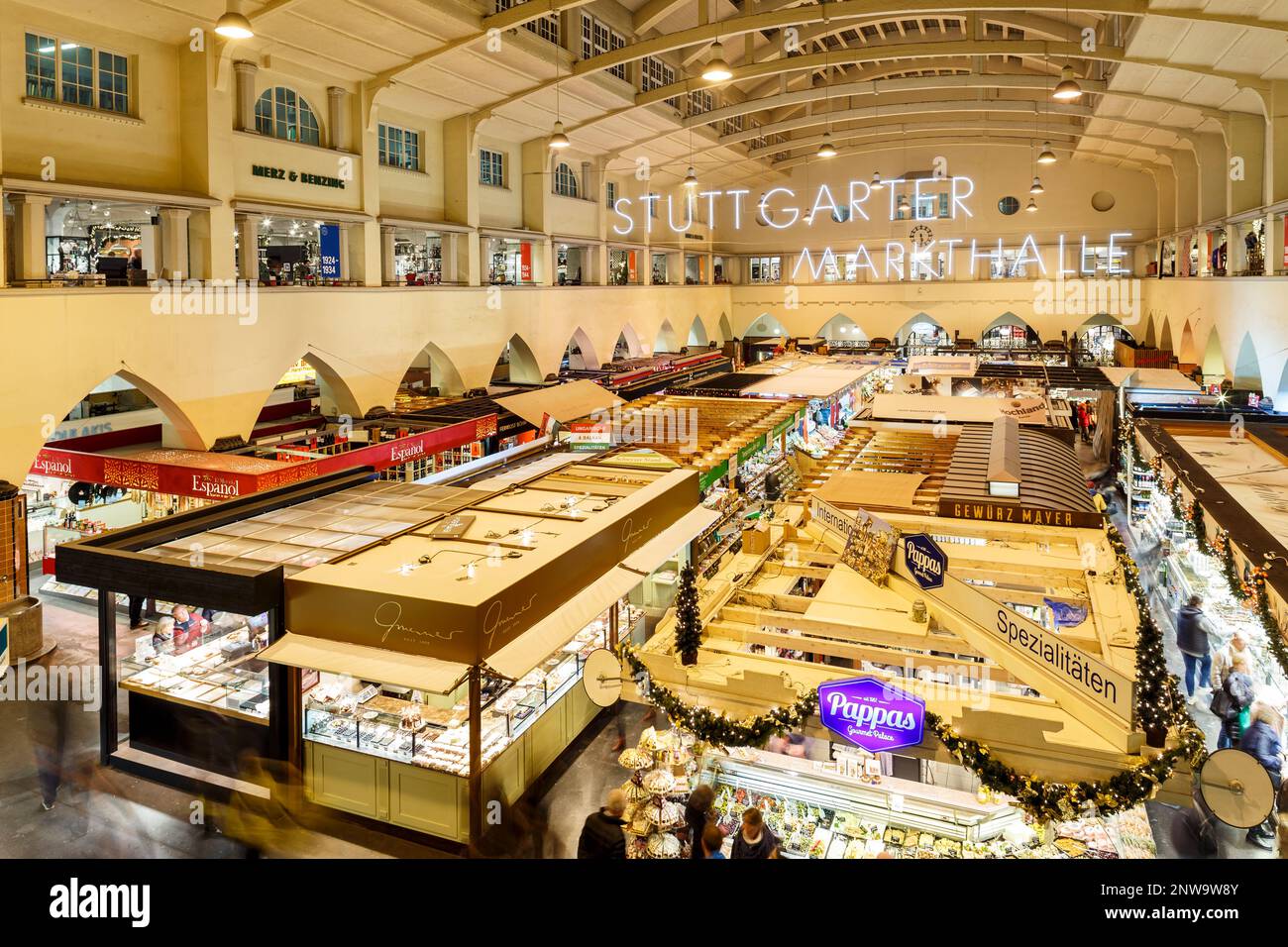 01/03/2020 Stuttgart, Germany. Interior view of the Markthalle ...