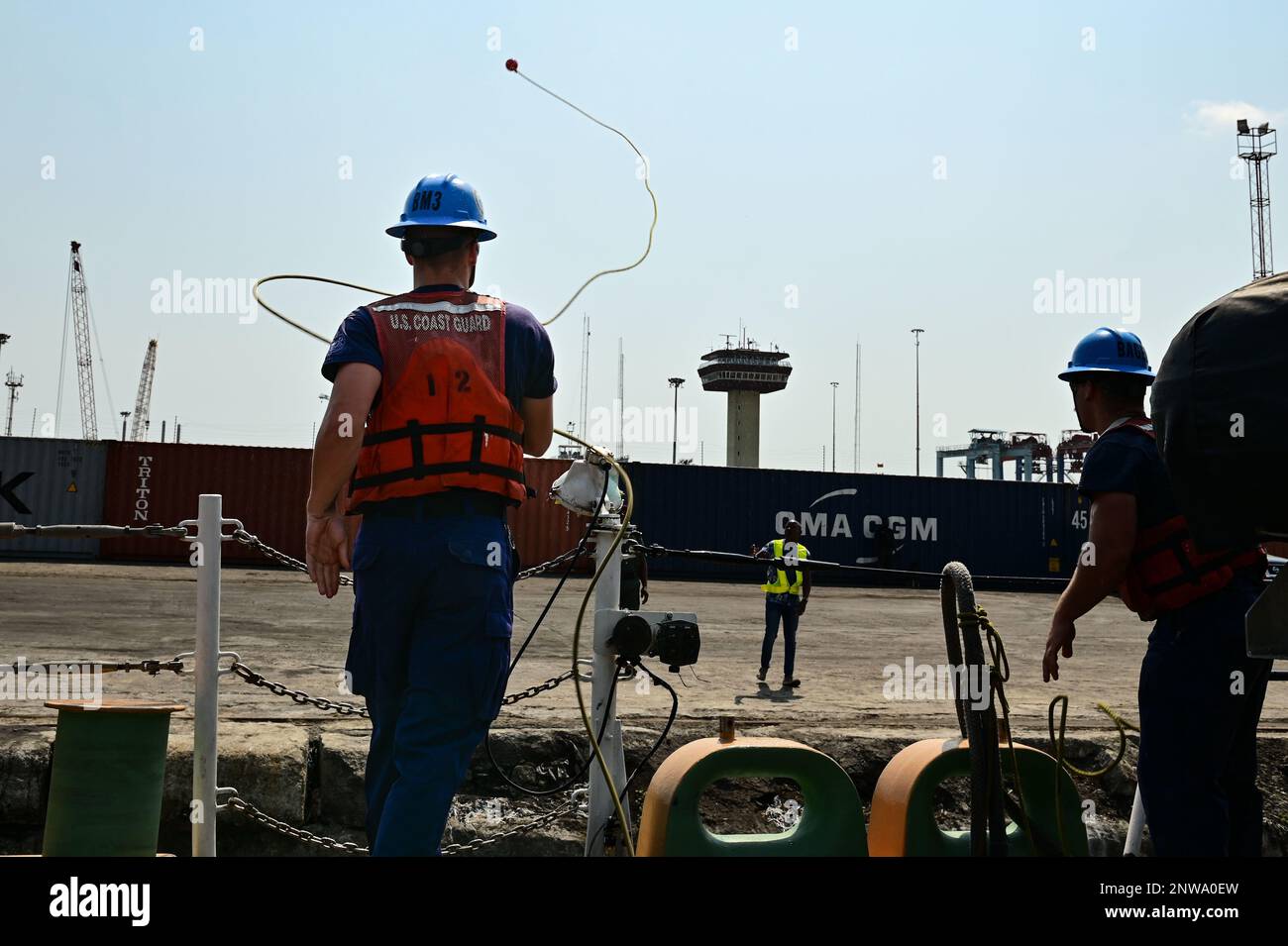 U.S. Coast Guard Petty Officer 3rd Class Dylan Rourke, a boatswain’s ...