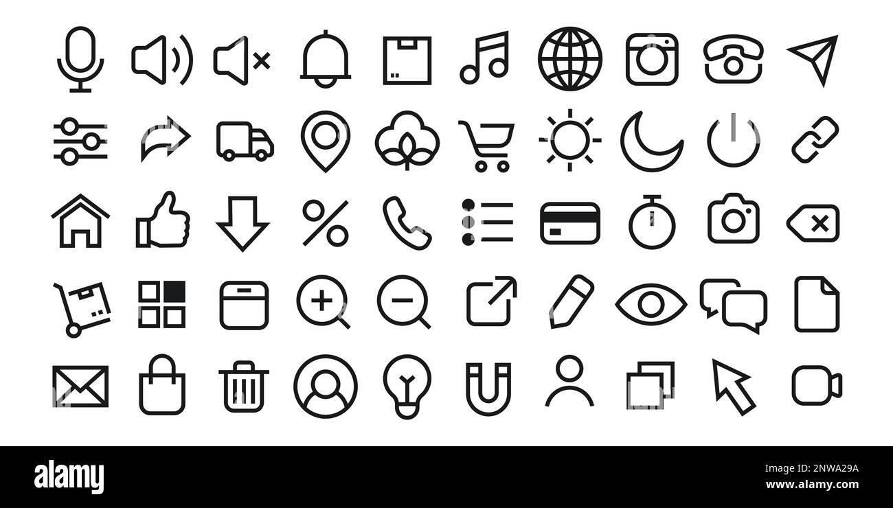 Simple Minimalist Different Social Media and Marketing Vector Signs ...