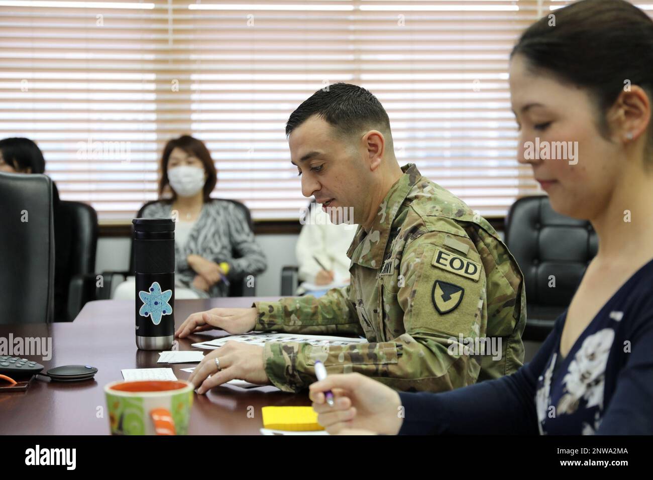 U.S. Army Garrison Japan Command Sgt. Maj. David A. Rio, center, gives ...