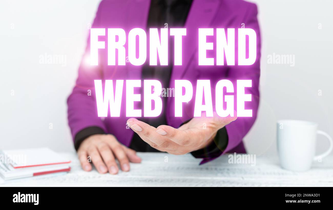 Conceptual caption Front End Web Page, Concept meaning Altering data to graphical interface for ...