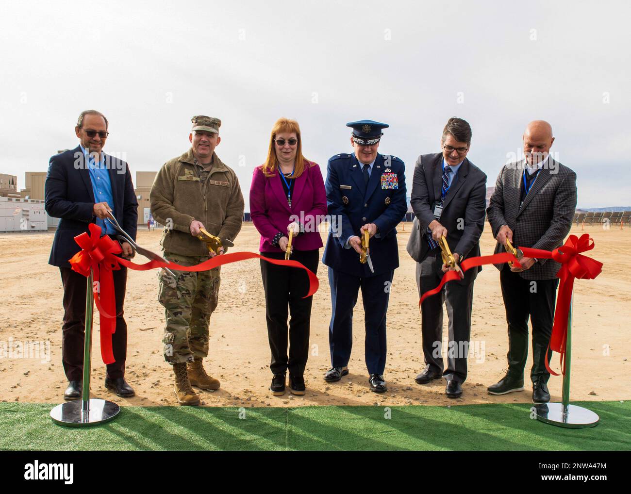The ribbon is cut at the Edwards Solar Enhanced Use Lease Project ...